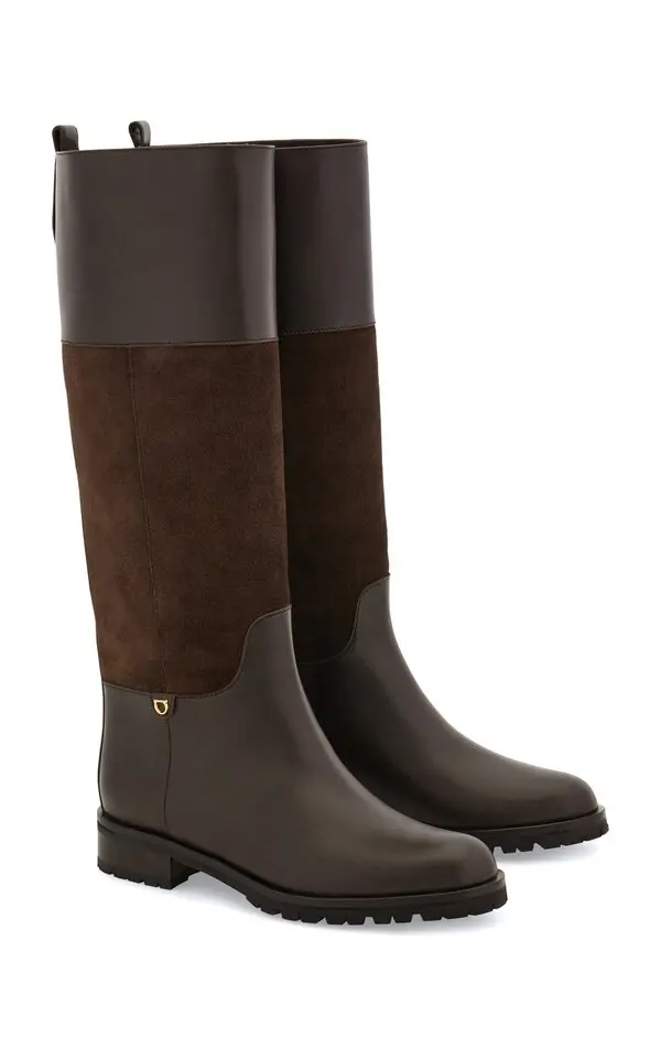FERRAGAMO Ofely Calfskin Leather Knee Boots