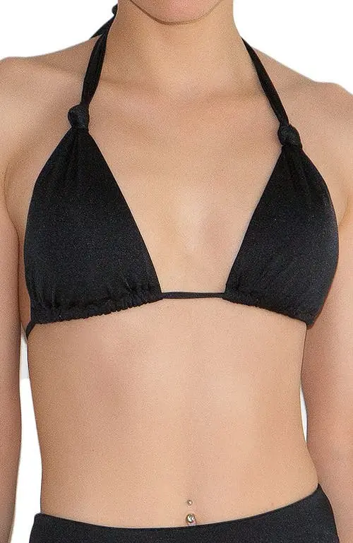 CHERINA  BEACHWEAR Cherina Beachwear Isabella Triangle Adjustable Halterneck Ties Bikini Top - Black