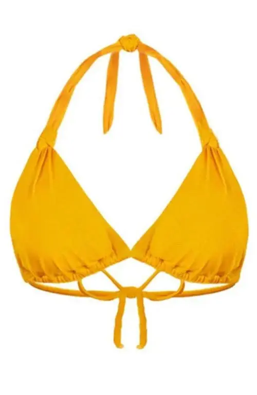 CHERINA  BEACHWEAR Cherina Beachwear Isabella Triangle Adjustable Halterneck Ties Bikini Top - Yellow