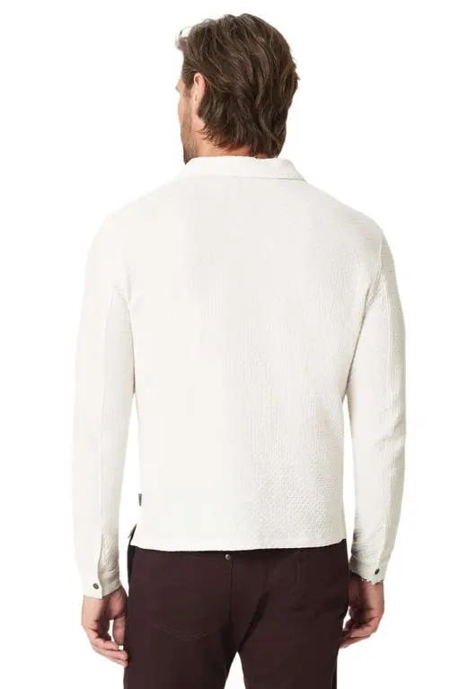 John Varvatos Zack Basket Stitch Long Sleeve Polo - Salt