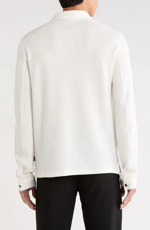 John Varvatos Zack Basket Stitch Long Sleeve Polo - Salt