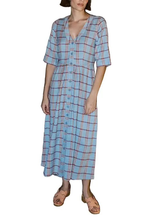 Ace & Jig Leelee Button Front V-neck Midi Dress - Eyeshadow