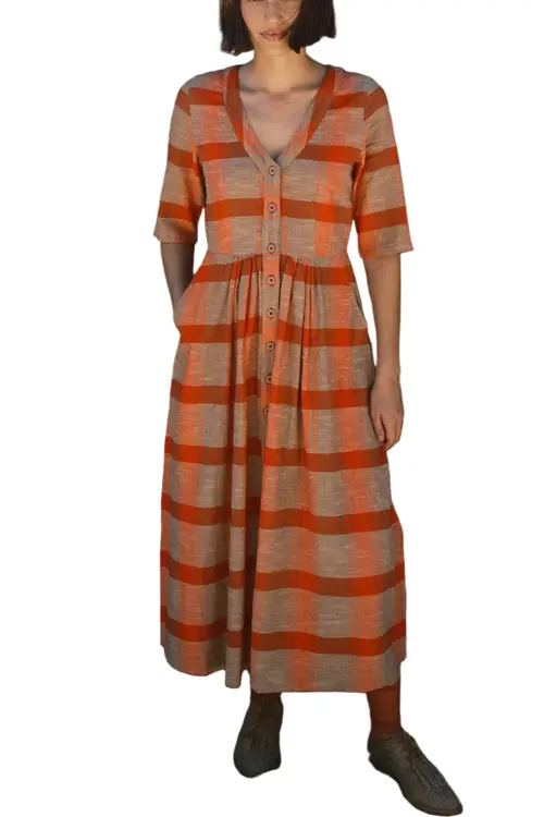 Ace & Jig Leelee Button Front V-neck Midi Dress - Lipstick