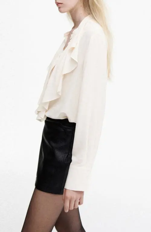 Mango Russo Ruffle Button Shirt