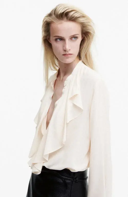Mango Russo Ruffle Button Shirt