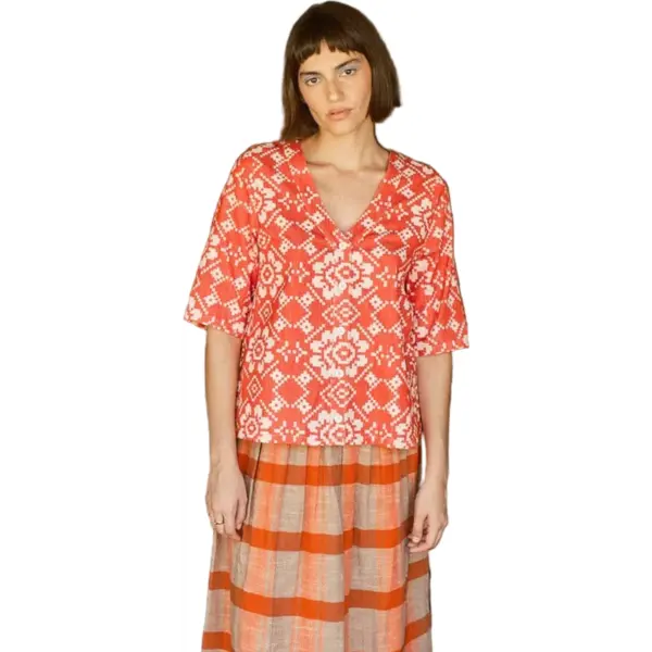 Ace & Jig Bree V-neck Button-up Blouse - Love