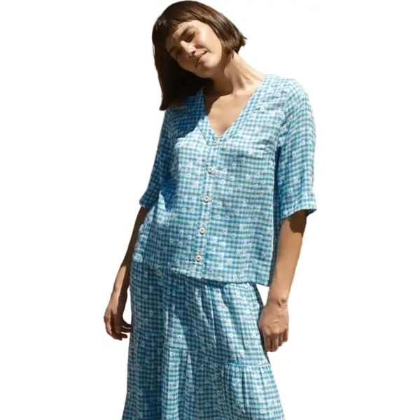 Ace & Jig Bree V-neck Button-up Blouse - Playdate