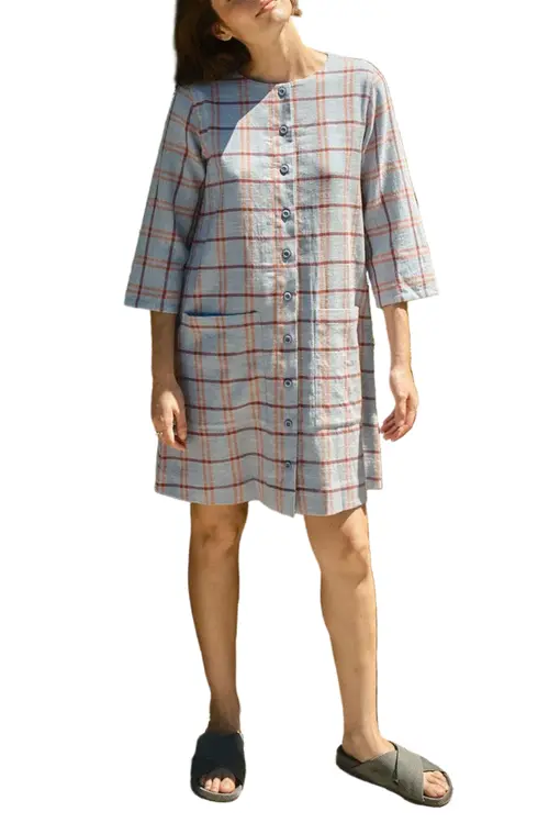 Ace & Jig Whit Button Front Mini Shift Dress - Eyeshadow