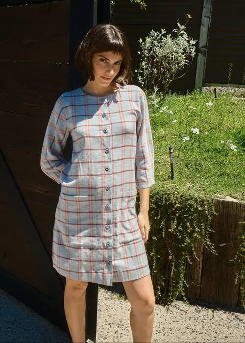 Ace & Jig Whit Button Front Mini Shift Dress - Eyeshadow