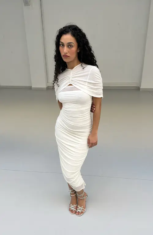 SAEMDI Zola Mesh Cape Midi Dress