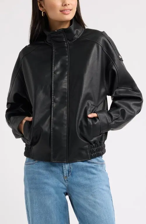 Bp. Funnel Neck Faux Leather Jacket