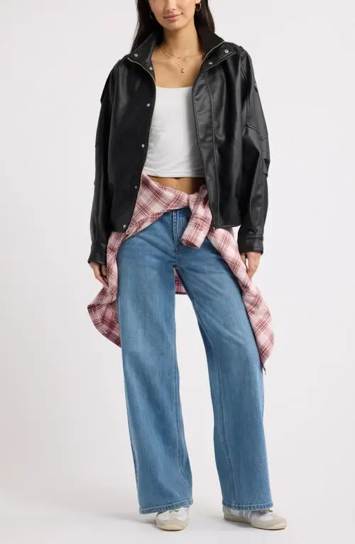 Bp. Funnel Neck Faux Leather Jacket
