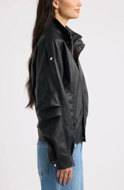 Bp. Funnel Neck Faux Leather Jacket