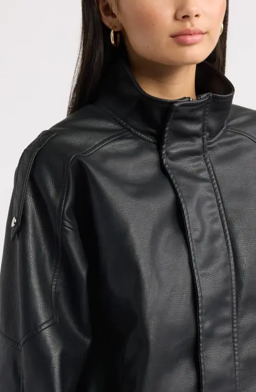 Bp. Funnel Neck Faux Leather Jacket