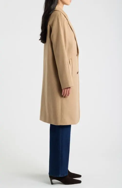 Calvin Klein Boyfriend Double Breasted Wool Blend Coat - Camel