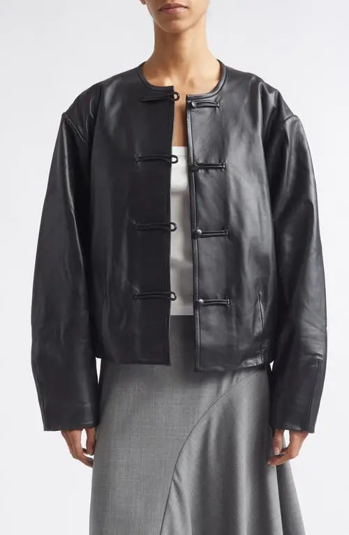 ST. AGNI Button Detail Leather Jacket