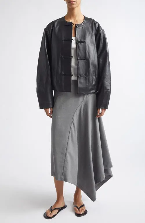 ST. AGNI Button Detail Leather Jacket