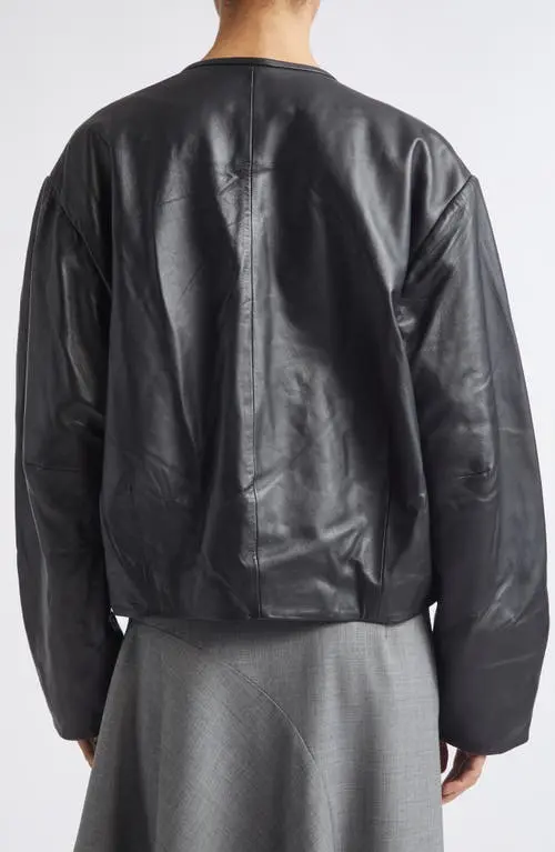 ST. AGNI Button Detail Leather Jacket