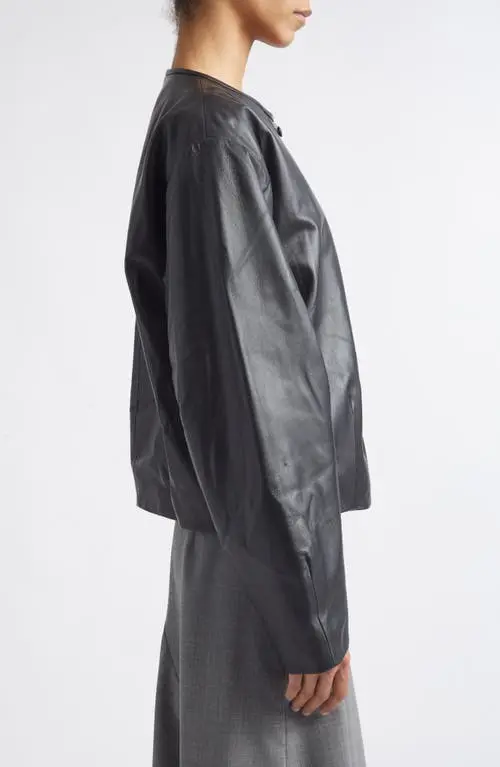 ST. AGNI Button Detail Leather Jacket