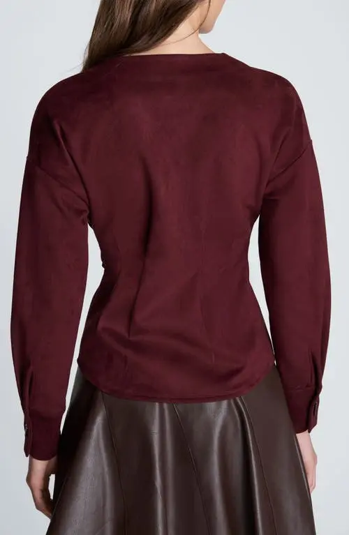 KENNETH COLE Asymmetrical Faux Suede Top