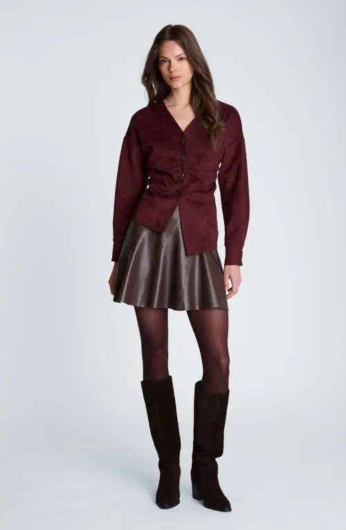 KENNETH COLE Asymmetrical Faux Suede Top