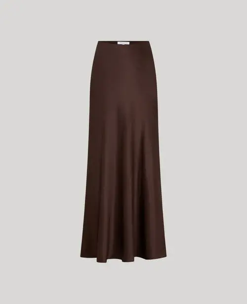 REALLY WILD CLOTHING Blaire Maxi Satin Skirt - Chocolate