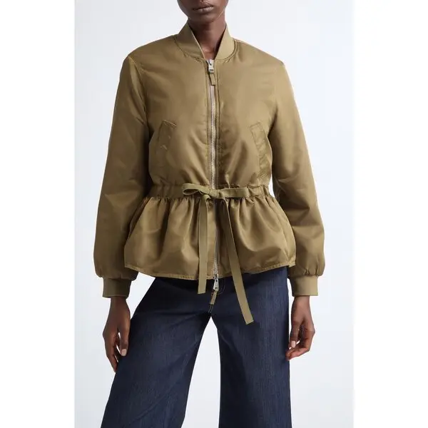 Cinq À Sept Valerina Peplum Coat - Dark Olive