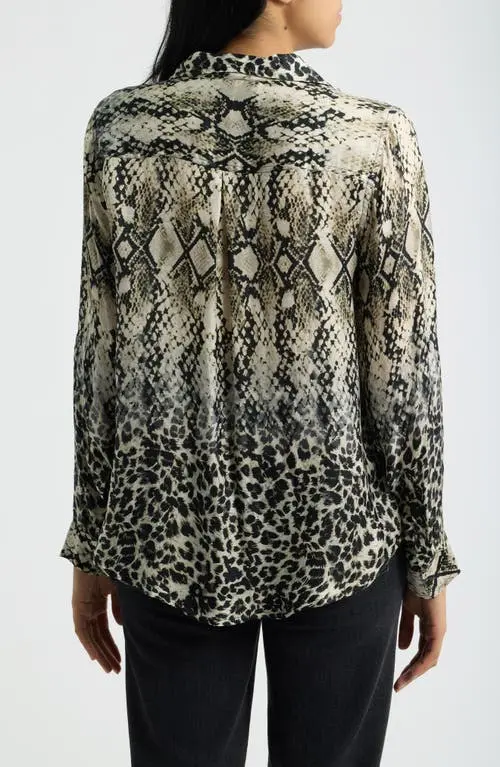 APNY Snake Print Roll-up Sleeve Cupro Shirt