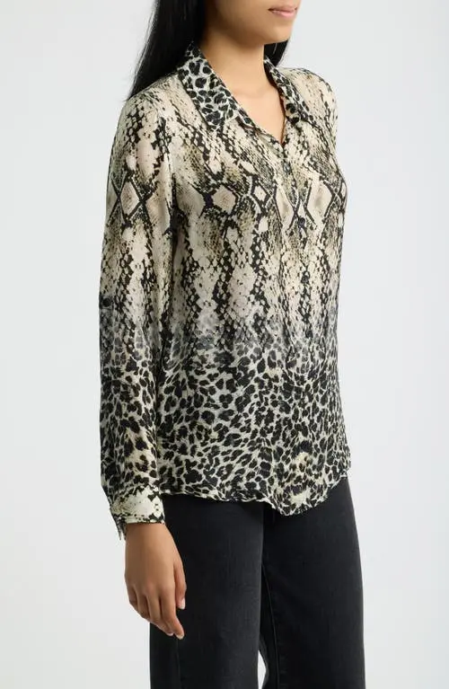 APNY Snake Print Roll-up Sleeve Cupro Shirt