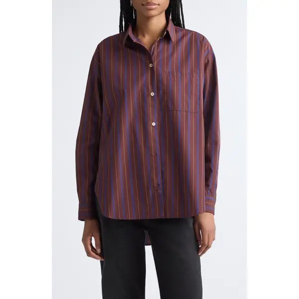 JAMIE HALLER The Essential Striped Long Sleeve Cotton & Silk Shirt
