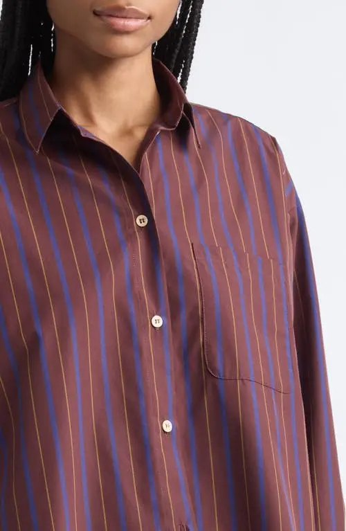 JAMIE HALLER The Essential Striped Long Sleeve Cotton & Silk Shirt