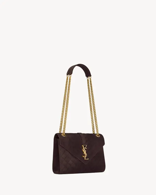 Saint Laurent Envelope Medium In Suede In Brown