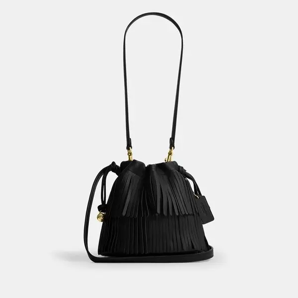COACH OUTLET Faye Mini Drawstring Bag With Fringe - Gold/black