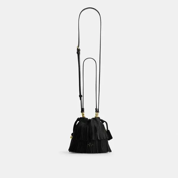 COACH OUTLET Faye Mini Drawstring Bag With Fringe - Gold/black