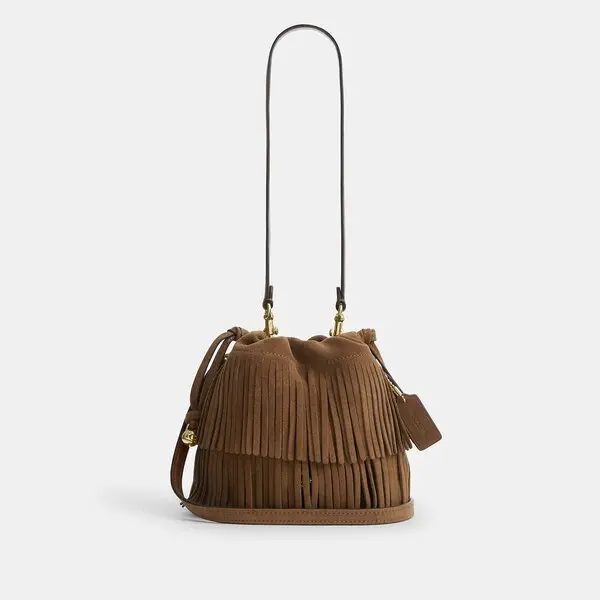 COACH OUTLET Faye Mini Drawstring Bag With Fringe - Im/cedar