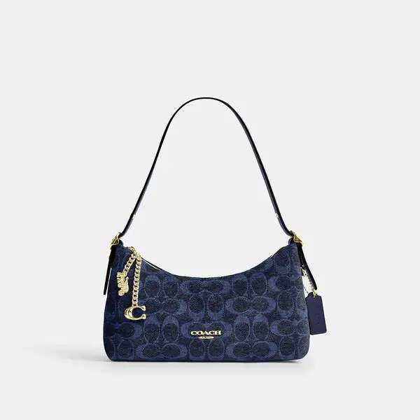 COACH OUTLET Emeilia Shoulder Bag In Signature Chenille - Gold/navy
