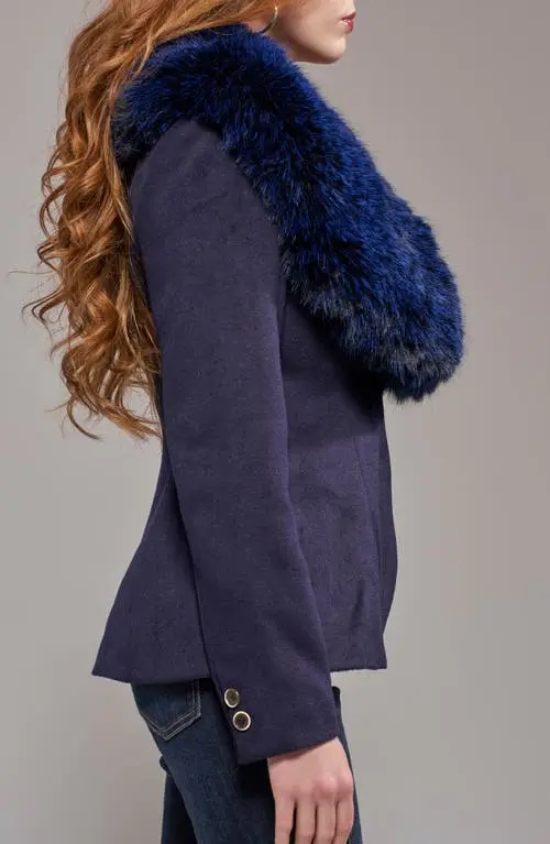 AZALEA WANG Liliane Wool Blazer With Faux Fur Collar