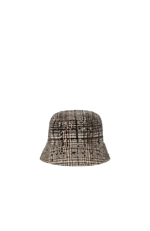 Brunello Cucinelli Water-resistant Checked Alpaca And Wool Bucket Hat With Dazzling Degradé Embroidery