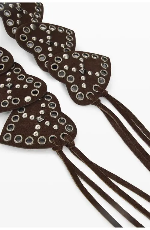 Desigual Studded Heart Leather Belt