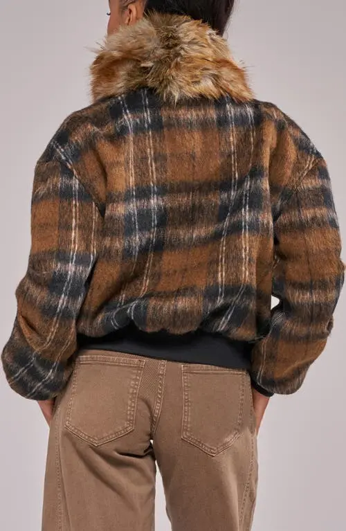 AZALEA WANG Maddy Faux Fur Trim Bomber Jacket
