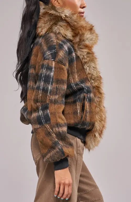 AZALEA WANG Maddy Faux Fur Trim Bomber Jacket