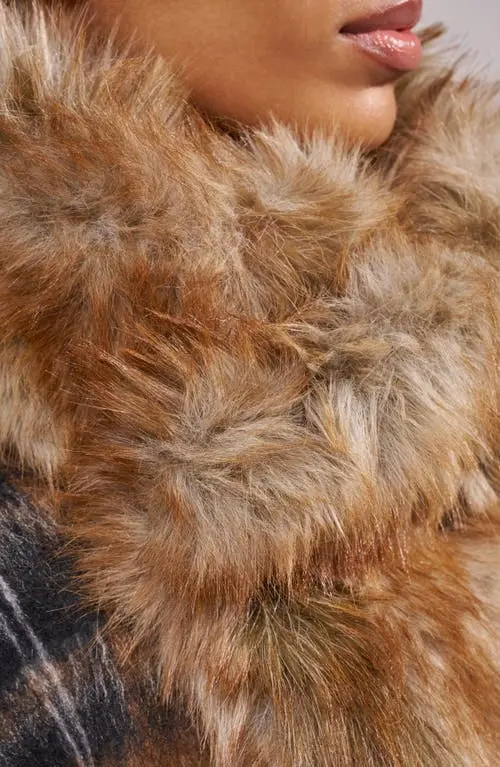 AZALEA WANG Maddy Faux Fur Trim Bomber Jacket