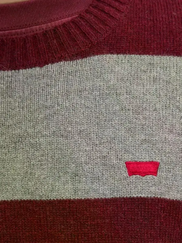 LEVI'S Original Housemark Striped Logo Sweater - Red