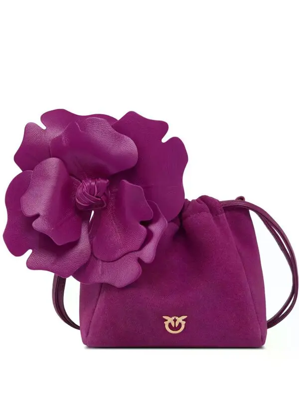 Pinko Pouch Flower Suede Shoulder Bucket Bag