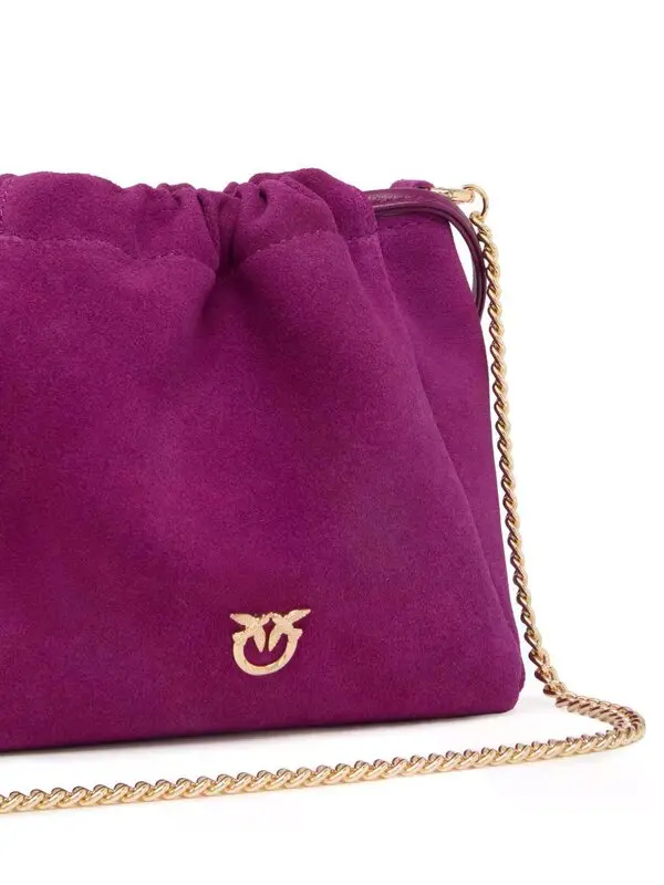 Pinko Pouch Flower Suede Shoulder Bucket Bag