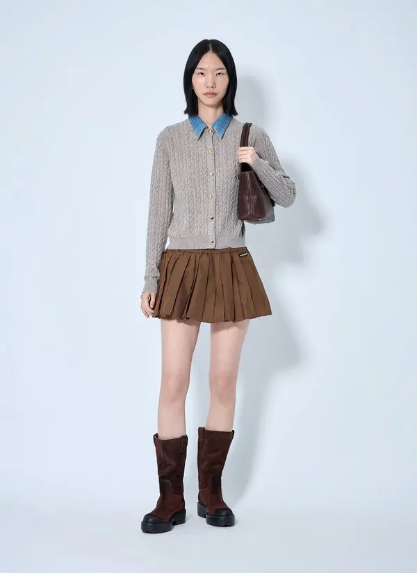 Miu Miu Pleated Gingham Check Mini Skirt