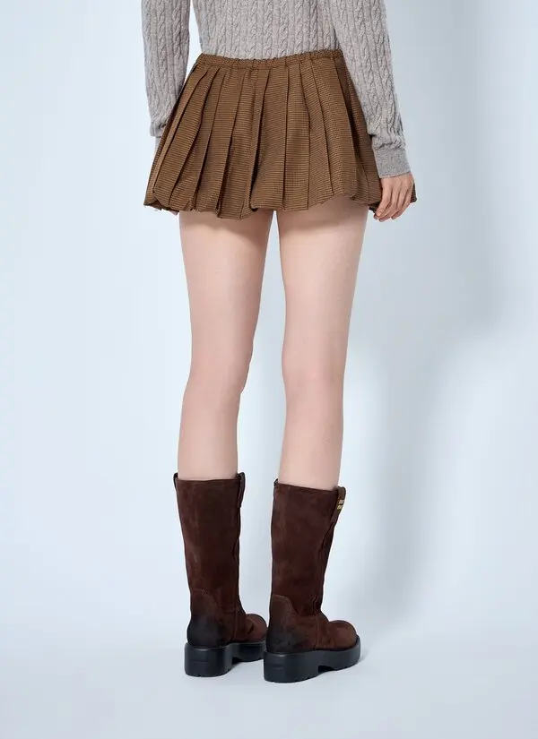 Miu Miu Pleated Gingham Check Mini Skirt