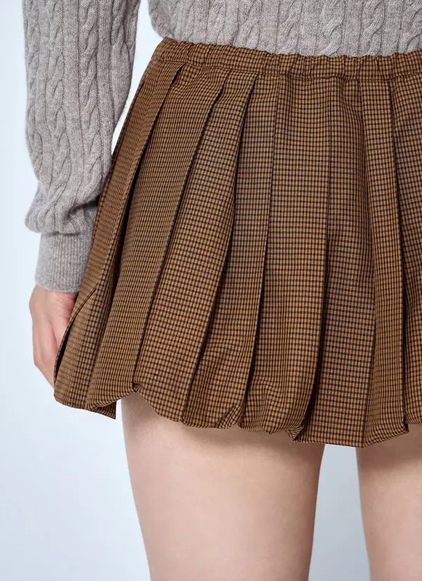 Miu Miu Pleated Gingham Check Mini Skirt
