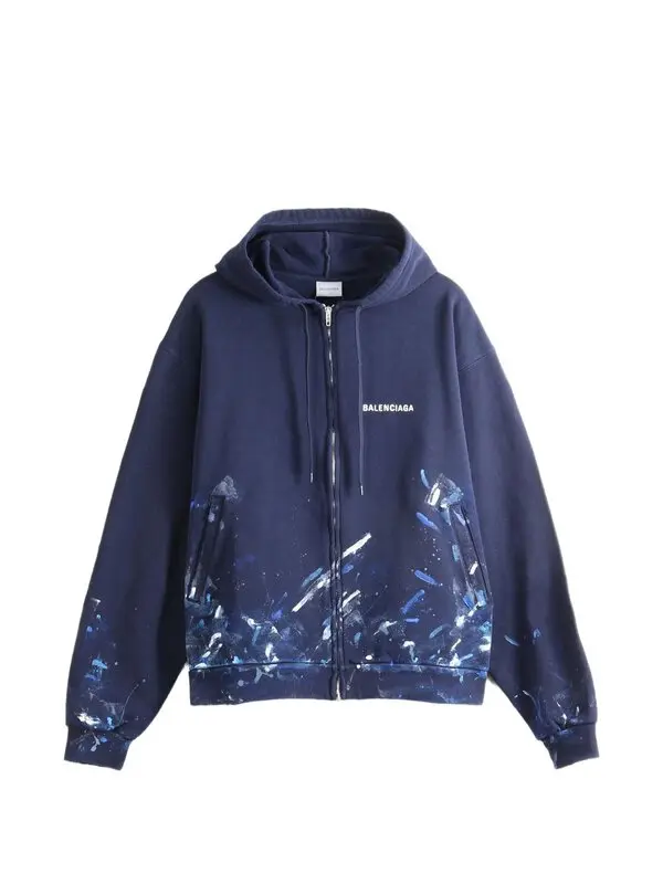 Balenciaga Oversized Zip-up Jersey Sweatshirt - Navy