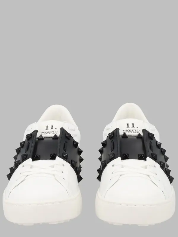 Valentino Garavani Rockstud Untitled Leather Sneaker With Studded Detail For - White